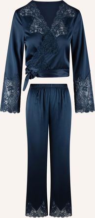 LingaDore Satin Pyjama Set blau