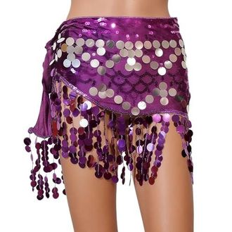 Generic Jupe Paillette Femme Jupes Sequin Jupe de Danse du Ventre avec Franges Paillettes et Cha&icirc;ne de Taille pour Performance &Eacute;l&eacute;gante