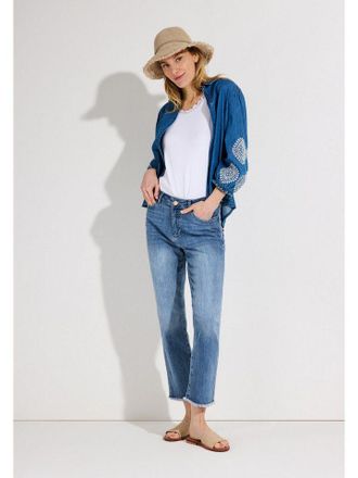 More & More Klassische Bluse leichte, l&auml;ssige 3/4 Arm Jeansbluse, bestickt