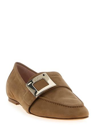 Roger Vivier Womens Beige Goatskin Slip-On Loafers