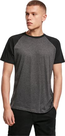 Build Your Brand Raglan Contrast Tee, XXL, Charcoal (Heather)
