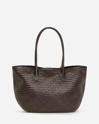 Arket Gewebte Tragetasche Aus Leder -Braun