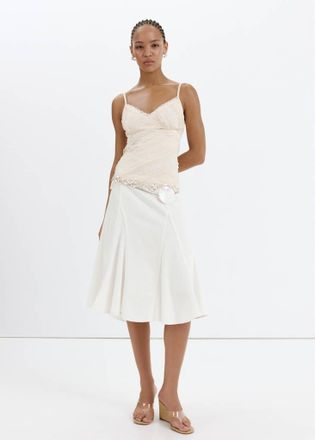 Mango Haut col en V en dentelle vanille - Femme - XS - MANGO