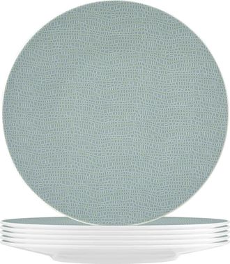 SELTMANN WEIDEN Life Fashion Green Chic Speiseteller 6er Set, 28 cm, Flache Essteller mit modernem Strukturdesign, Mix & Match Geschirr, Porzellan, T&uuml;rkis/Wei&szlig;