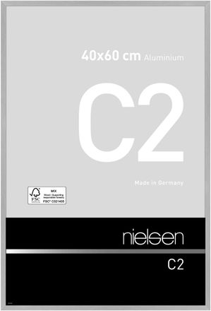 Nielsen Design Bilderrahmen, 40 x 60 cm, Aluminium, Silber matt, Posterrahmen zum Aufhängen im Hoch- & Querformat, Echtglas, C2