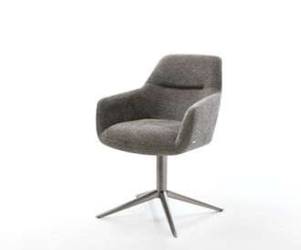 DELIFE Drehstuhl Pejo-Flex Boucl&eacute; Soft Schlamm Fu&szlig;kreuz Graphit 360&deg; drehbar Wippfunktion Taschenfederkern, Esszimmerst&uuml;hle