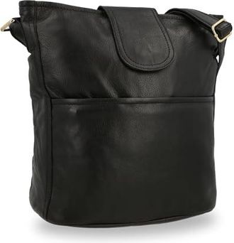 Gusti Sac &agrave; bandouli&egrave;re Leder pour femme, noir - Sac &agrave; main en cuir fait main avec compartiment AirTag - Design vintage, taille moyenne, pour le quotidien, 