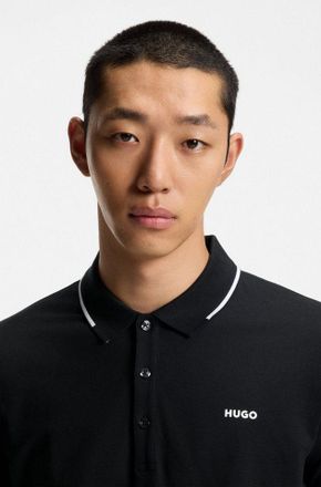 HUGO BOSS Poloshirt Dinoso Kragen mit kontrastfarbigem Streifen, Slim Fit, Logodruck