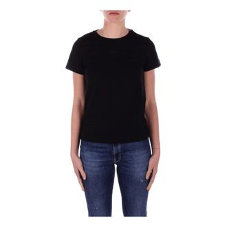 Pinko Pinko, Femme, Tops, Noir, Taille: 42 FR T-shirts et Polos avec Logo Frontal