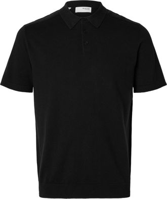 Selected Selected Homme Schwarz Herren Poloshirt Slhberg Ss Knit Polo Noos L