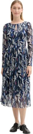 Tom Tailor Damen Midi Mesh-Kleid mit transparenten Ärmeln, 35892 - Organic Shapes Design, 40