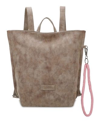 Fritzi Aus Preu&szlig;en Fritzi33N Vintage Old Wood Backpack Kunstleder Damen Rucksack Festival City vegan abnehmbarer Anh&auml;nger Vintage-Waschung 35,5 x 25 x 10 cm, Braun