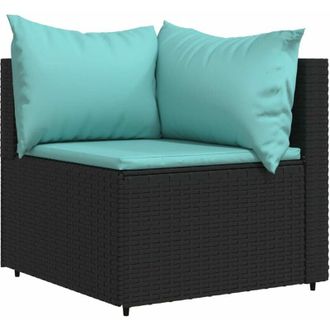 vidaXL Canap&eacute; dangle de jardin avec coussins Noir R&eacute;sine tress&eacute;e Vidaxl