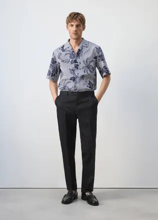 Mango Chemise imprim&eacute;e 100 % coton bleu encre - Homme - XXL - MANGO MAN