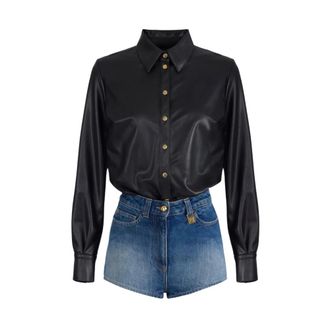 Elisabetta Franchi Femme, Combinaisons et Ensembles, Noir, Taille: 40 FR Combinaison en effet Nappa et denim