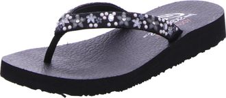 Skechers Damen Meditation Sneaker, Schwarzer Mitobuck-Schmuckbesatz, 41 EU