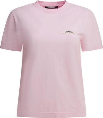 Jacquemus Femme, Tops, Rose, Taille: 38 FR Cotton Jersey Logo T-Shirt