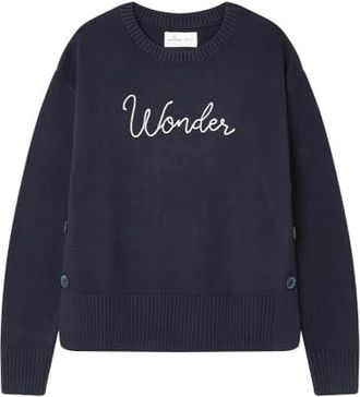 Springfield 4.Gym.AP. Sweater Boho Botonato Pull, Bleu Marine, XS Femme