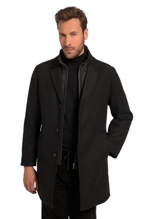 JP1880 Herren große Größen Übergrößen Menswear L-8XL Mantel, Wollmix, Stepp-Einsatz, Reverskragen, bis 8 XL schwarz 8XL 821066100-8XL