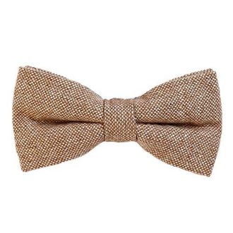 DonDon Noeud papillon en coton pour homme 12 x 6 cm avec crochet déjà lié et réglable - marron clair - blanc