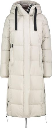 Sublevel Damen Steppmantel lang mit gro&szlig;er Kapuze light-beige M