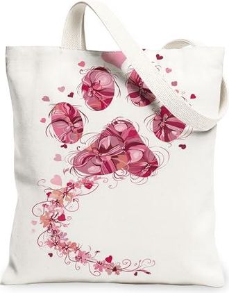 Generic Sacs fourre-tout romantiques en toile, motif floral &eacute;l&eacute;gant, sacs &agrave; provisions r&eacute;utilisables, l&eacute;gers et lavables &agrave; bandouli&egrave;re fourre-tout F, p&ecirc;che, 1