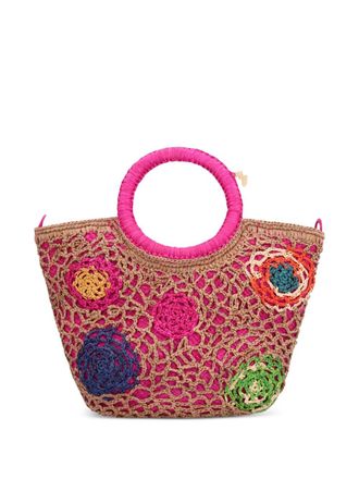 Made for a Woman sac cabas Daddy Fleurs en raphia - Tons neutres