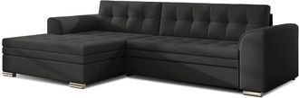 Les Tendances Les Tendances - Canapé angle gauche convertible simili noir Kapitona 270cm