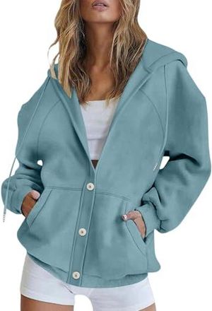 Generic Sweat &agrave; capuche pour femme - Sweat &agrave; capuche pour femme - Automne et hiver - Cardigan - Couleur unie - Poche - Sweatshirt - Loisirs - Sport - T-shirt 