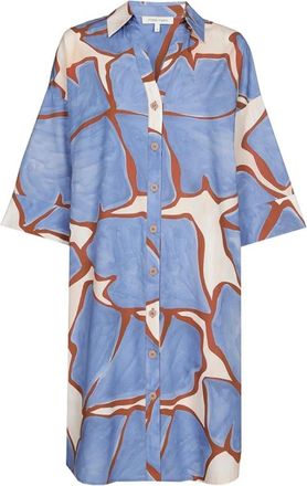 Marie M&eacute;ro Femme, Robes, Bleu, Taille: 42 FR Robe chemise fleurie