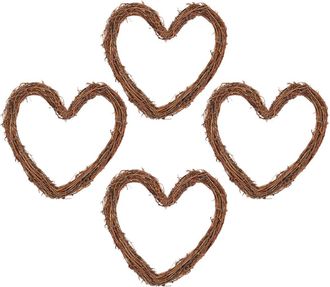 Milisten Herzf&ouml;rmige Rattan Selbstgemacht Kranzrahmen 4 St&uuml;ck Naturrattan zum Dekorieren und Aufh&auml;ngen als Wand und Festtagsdeko f&uuml;r Innen und Au&szlig;en