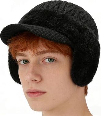 Generico Chapeau en tricot avec bord | Bonnet en tricot doux chaud et respirant, bonnet dhiver pour femme, pour f&ecirc;te, ann&eacute;e, quotidien, int&eacute;rieur, ext&eacute;rieur, T