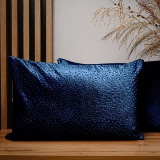 MG Design 2er Set Kissenbez&uuml;ge 40 x 60 cm in Blau- mit Rei&szlig;verschluss, Samt mit Tropfenpr&auml;gung, sanfter Griff & pflegeleicht