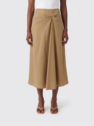 Max Mara Jupe midi &eacute;vas&eacute;e en coton m&eacute;lang&eacute; avec zip au dos