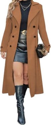 Onsoyours Femme Manteaux Trench Coat &Eacute;l&eacute;gant Manches Longues Revers Blouson en Laine Chaud Jacke Parka Outwear avec Boutons Coupe-Vent Cardigan Long Hiver Veste