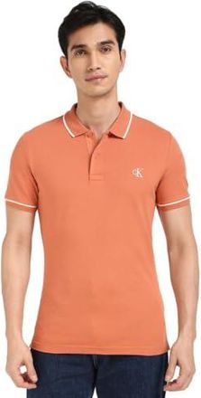 Calvin Klein Polo Manches Courtes Homme Tipping Slim avec Stretch, Orange (Aragon), XXL