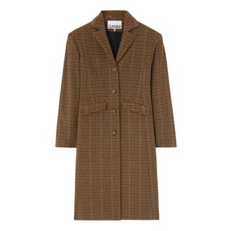 Ganni Mantel aus kariertem Twill - - Coats - Damen - Braun - 2XS