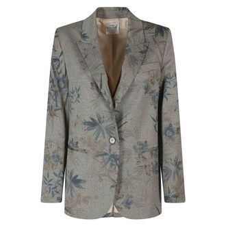 Forte_Forte Femme, Vestes, Gris, Taille: 42 FR Le Bambou Secret Print Chevron Blazer