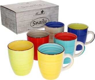 MamboCat Malaga Snaily 6-tlg. Kaffeebecher Set bunt I 6 Farben I f&uuml;r 6 Personen I 300 ml I Steingut