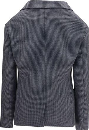 Balenciaga Double-Breasted Houndstooth Wool Blazer - Gray