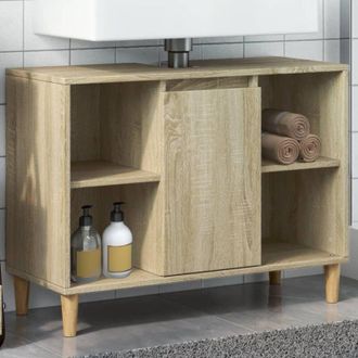 vidaXL Vidaxl - Armoire salle de bain ch&ecirc;ne sonoma 80x33x60cm bois ding&eacute;nierie