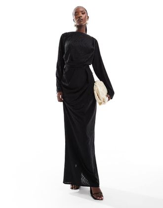 Asos Robe longue &agrave; manches longues et motif jacquard - Noir