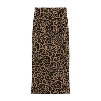 A Paper Kid Femme, Jupes, Brun, Taille: 36 FR Jupe crayon &agrave; imprim&eacute; animal avec fente au dos