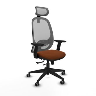 Piqueras y Crespo B&uuml;rostuhl, weiche Rollen, 2D-Armlehnen, h&ouml;henverstellbare Lendenwirbelst&uuml;tze und Kopfteil, h&ouml;henverstellbar und neigbar, Grau/Braun