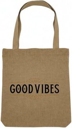Fabulous Sac Shopping Tote Bag Aspect Lin - Good Vibes Bonne Humeur Cool Art D&eacute;co - Sac de Courses Toile Epaisse 360g Beige Naturel Cabas Port&eacute; Epaule Solide I