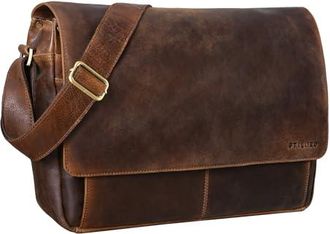 STILORD Lonzo Vintage Sac à lÉpaule pour Hommes Femmes Sac Messager Ordinateur Portable 15,6 pouces Sacoche Bandoulière Besace Cuir, Couleur:kansas - marron