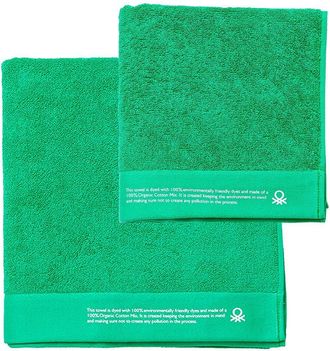 Benetton Set mit 2 Handtüchern, 50 x 90 cm + 70 x 140 cm, Bio-Baumwolle, 450 g/m², Grün