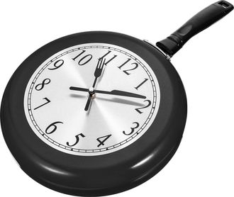 Hemobllo 1satz Kreative Wanduhr Im Design Einer Pfanne Edelstahl Ger&auml;uschlos F&uuml;r Wohnzimmer Schlafzimmer K&uuml;che Stilvolle Wanddekoration Ohne Tickger&auml;usche