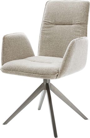 DELIFE Esszimmerstuhl Vinja-Flex Kreuzgestell breit Graphit Webstoff Soft Beige 360&deg; drehbar Wippfunktion