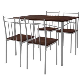ML Design ML-Design Esstisch mit 4 St&uuml;hlen, Eiche dunkel, Essgruppe Set 5tlg f&uuml;r 4 Personen, Holz, Esszimmerst&uuml;hle mit Metallbeinen, K&uuml;chentisch Set, Esszimmerg